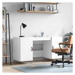 furnicato Schreibtisch Hochglanz-Weiß 140x50x75 cm Holzwerkstoff