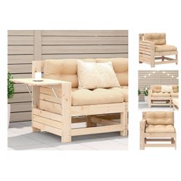 vidaXL Gartenbank Gartensofa mit Armlehne und Kissen Massivholz Kiefer