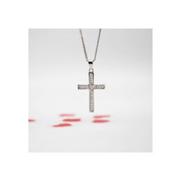 ELLAWIL Kreuzkette Silberkette mit Kreuz Anhänger Kreuzanhänger mit Strasssteinen (Kettenlänge 40 cm