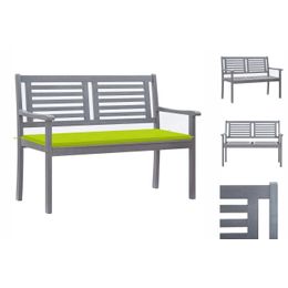 vidaXL Gartenbank 2-Sitzer-Gartenbank mit Auflage 120 cm Grau Eukalyptusholz Außenbereic