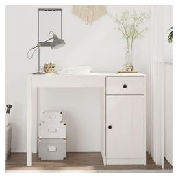 furnicato Schreibtisch Weiß 100x50x75 cm Massivholz Kiefer