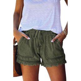 KIKI Shorts Damen Shorts Gummiband Hotpants Sommer Weite Kurze Hosen