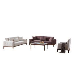 JVmoebel Wohnzimmer-Set Sofagarnitur 3+3+1 Sitzer + Couchtisch 4tlg Set Polster Möbel Sofa