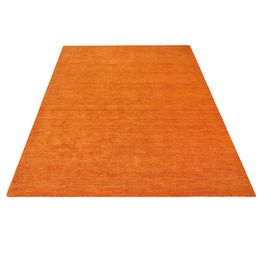 Wollteppich Theko "Gabbeh Uni, Handweb Teppich, meliert, reine Schurwolle, handgewebt" Teppiche Gr. B/L: 300 cm x 400 cm, 14 mm, 1 St., orange (terra) Schurwollteppiche