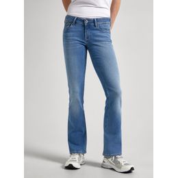 Slim-fit-Jeans Pepe Jeans "Jeans SLIM FIT FLARE LW" Gr. 27, Länge 30, blau (light used) Damen Jeans Röhrenjeans