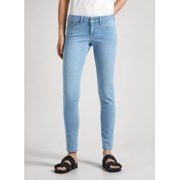 Skinny-fit-Jeans Pepe Jeans "SKINNY LW" Gr. 26, Länge 30, blau (bleached) Damen Jeans Röhrenjeans