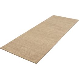 Läufer Theko "Gabbeh Uni, Handweb Teppich, meliert, reine Schurwolle, handgewebt" Teppiche Gr. B/L: 70 cm x 240 cm, 14 mm, 1 St., beige Teppichläufer