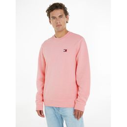 Sweatshirt Tommy Jeans "TJM REG WASHED BADGE CREW" Gr. L, rosa (tickled pink) Herren Sweatshirts