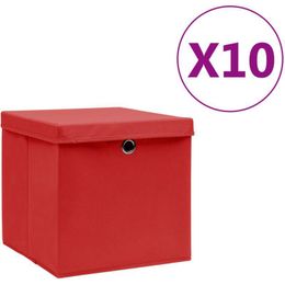 Aufbewahrungsboxen mit Deckeln 10 Stk. 28x28x28 cm Rot vidaXL53106