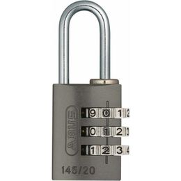 Abus Aluminium Zahlenschloss 145/20 in titanium in 9 Farben zur Wahl - titan-metallic