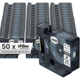 vhbw 50x Schriftband-Kassette kompatibel mit Dymo LabelManager 500, 500TS, PC II Etiketten-Drucker 12mm Schwarz auf Weiß
