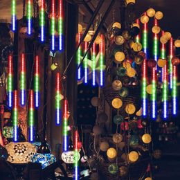 Meteorregen 30 cm, 8 wasserdichte Transparenzröhren leuchtende Girlande, 288 LEDs Wetter Dusche Licht für Weihnachten Outdoor Gartenbaum Dekoration