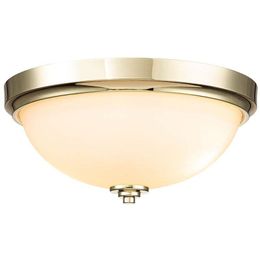 etc-shop Deckenleuchte Lampe Badezimmerleuchte IP44 2-Flammig Messing Glas opal E27