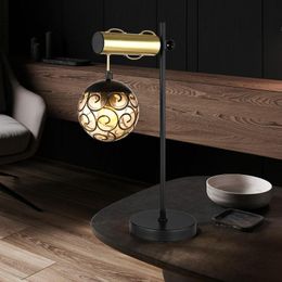 etc-shop Tischleuchte Nachttischlampe Schlafzimmerleuchte Bürolampe Metall Gold h 55 cm