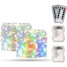 2 x 10m 100LED Batterielichtgirlande, für Indoor / Outdoor / Weihnachten / Hochzeit und Terrasse Rasen wasserdicht IP67 (Multi Color)
