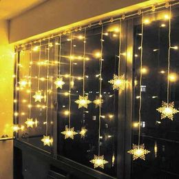 Helle Girlande, leuchtender Vorhang, 3,5m 96 LEDs Weihnachtsbeleuchtung Schneeflocke 8 Beleuchtungsmodi, Fensterdekoration, Weihnachten, Hochzeit,