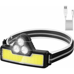 Wiederaufladbare LED-Stirnlampe COB-Stirnlampe, 3 Lichtmodi, wasserdichte IPX4-Stirnlampe zum Radfahren, Angeln, Laufen, Camping Hiasdfls