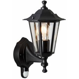 Brilliant - Lampe, Carleen Außenwandleuchte Bewegungsmelder schwarz, 1x A60, E27, 60W, IP-Schutzart: 23 - regengeschützt - schwarz