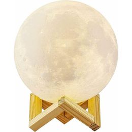 Rhafayre - 3D-Mondlampe, LED-Touch-Luna-Lampe, 3 Farben, 12 cm/4,7 Zoll Durchmesser, wiederaufladbares USB-Mond-Nachtlicht für Schlafzimmer,
