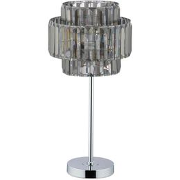 Nachttischlampe Kristall, elegante Tischlampe, E14, Wohnzimmer & Schlafzimmer, HxD: 50,5 x 24 cm , grau/silber - Relaxdays