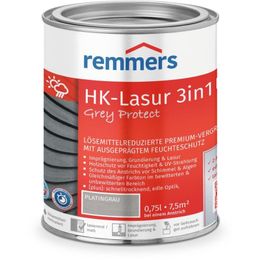 Remmers HK-Lasur 3in1 Grey Protect [plus] platingrau, matt, 0,75 Liter, Holzlasur, Premium Holzlasur außen, natürliche Grautöne, 3in1 Holzschutz - platingrau
