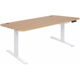 Neuwertig] Schreibtisch HHG-766, Computertisch, elektrisch höhenverstellbar 160x80cm 53kg Eiche-Dekor, weiß - red