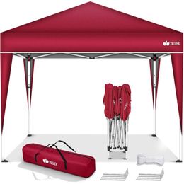 Pavillon 3x3m wasserdicht Rot Pop-Up Faltpavillon höhenverstellbar Gartenzelt uv Schutz 50+ Partyzelt mit Tasche für Garten - tillvex