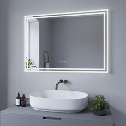 Aquabatos - led Spiegel mit Beleuchtung für Badezimmer 100x70cm essens Typ c Touch Sensor Dimmbar Spiegelheizung Kaltweiß 6400K Warmweiß 3000K