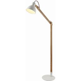 LINDBY - Shivanja - Stehlampe aus Holz u. Metall - weiß, esche