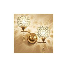 Kristall-Wandleuchte, einfacher Stil, dekorativ, moderne Doppelkopf-LED-Wandleuchte für Schlafzimmer, Flur, Nachttisch (Gold) Hiasdfls