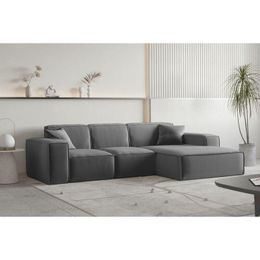 Ecksofa Designersofa celes premium Stoff Opera Velvet Dunkelgrau Ottomane Rechts