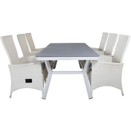 ebuy24 - Virya Gartenset Tisch 100x200cm und 6 Stühle Padova weiß, grau.