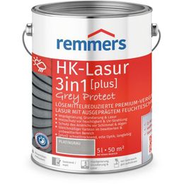 Remmers HK-Lasur 3in1 Grey Protect [plus] platingrau, matt, 5 Liter, Holzlasur, Premium Holzlasur außen, natürliche Grautöne, 3in1 Holzschutz - platingrau
