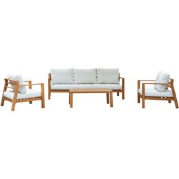 AXI Orla Lounge Set mit Gartenbank, Tisch und 2 Loungestühlen Garten Loungeset 4-teilig aus Aluminium in Holz Look Gartenmöbel / Loungemöbel Set für 5