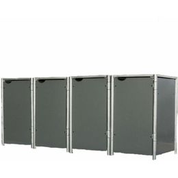 Metall Mülltonnenbox für 4 Mülltonnen 140 Liter Grau 64x242x115 cm - HIDE