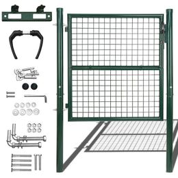 150x100cm Gartentor Gartentür Maschendraht Einzeltor Gartentor Zauntür Gartentür Tür Hoftür komplett mit Pfosten Verzinkt ep beschichtet Dunkelgrün