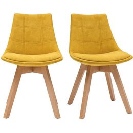 Miliboo Skandinavische Stühle aus senfgelbem Stoff und Holz (2er-Set) matilde - Gelb