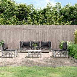 6-tlg. Garten-Lounge-Set Gartenmöbel-Set Terrassen-Sitzgruppe mit Kissen Weiß Stahl ZDEH34000 MAISONCHIC