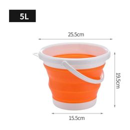 Faltbarer Silikoneimer 5L - Orange und Weiß