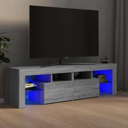 TV-Schrank mit LED-Leuchten, TV-Lowboard, Fernsehschrank mit Moderner Stil Grau Sonoma 140x36,5x40 cm NMKS18248 MAISONCHIC