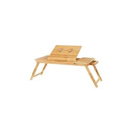 Laptop-Schreibtisch aus Bambus, klappbarer Nachttisch, für Linkshänder, Rechtshänder, höhenverstellbares Sofa, 72 x (21-29) x 35 cm (BxHxT), mit 5