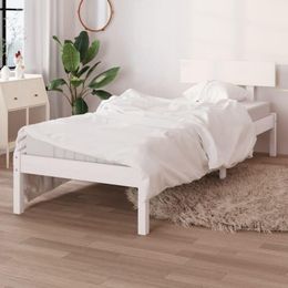 MAISONCHIC Massivholzbett Einzelbett Bett für Schlafzimmer Weiß Kiefer 90x200 cm DE42038