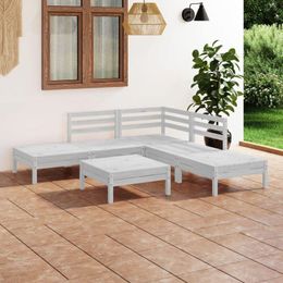 6-tlg. Garten-Lounge-Set Massivholz Kiefer Weiß vidaXL16452