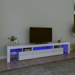 TV-Schrank,TV-Möbel mit LED-Leuchten Hochglanz-Weiß 215x36,5x40 cm vidaXL