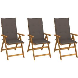 Klappbare Gartenstühle 3 Stk. mit Auflagen Massivholz Akazie vidaXL753555