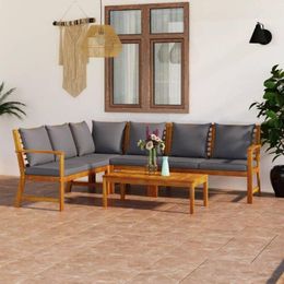 5-tlg. Garten-Lounge-Set mit Auflagen Massivholz Akazie Vidaxl Grau