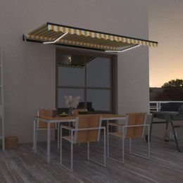Automatische Markise mit led & Windsensor Sonnenmarkise Sonnenschutz Terrasse Balkon 450x300 cm Gelb/Weiß RGDCH476823 MAISONCHIC