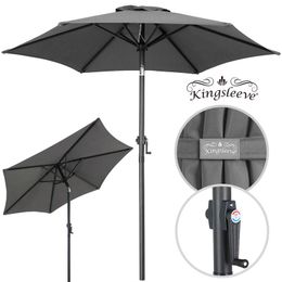 Kingsleeve Sonnenschirm 200 cm mit uv Schutz 80+ Schutzhülle Kurbel Knickbar Alu Rund 2m Balkon Terrasse Garten Balkonschirm Kurbelschirm Marktschirm anthrazit