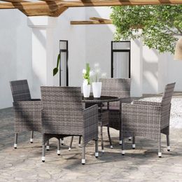 5-tlg. Gartenmöbel Set Sitzgruppe Garten mit Tisch und Stühlen - Poly Rattan Grau BV497861 - BonneVie