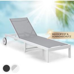 Blumfeldt - Sonnenliege Klappbar, Polyester-Sonnenliegen mit Aluminium Rahmen, Sonnenliege mit Rollen, Schnelltrocknende Gartenliege Wetterfest,